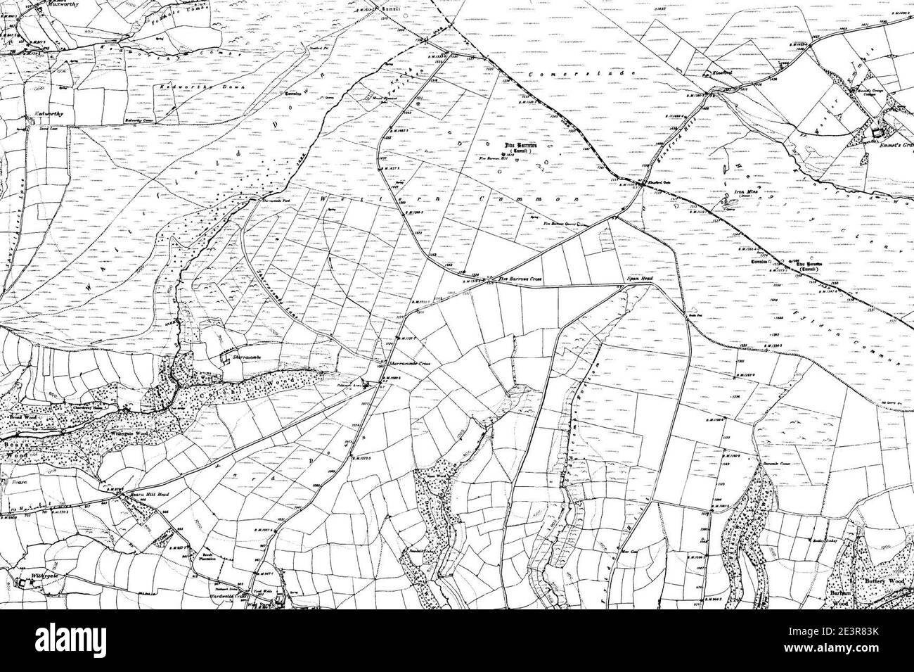 Map of Devon OS Map name 011-SW, Ordnance Survey, 1862-1898 Stock Photo ...