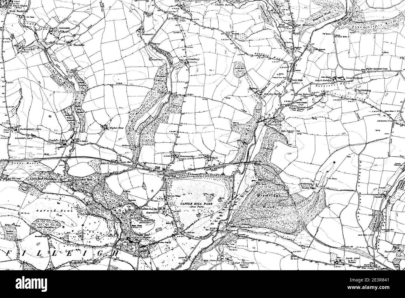 Map of Devon OS Map name 014-SE, Ordnance Survey, 1862-1898 Stock Photo ...