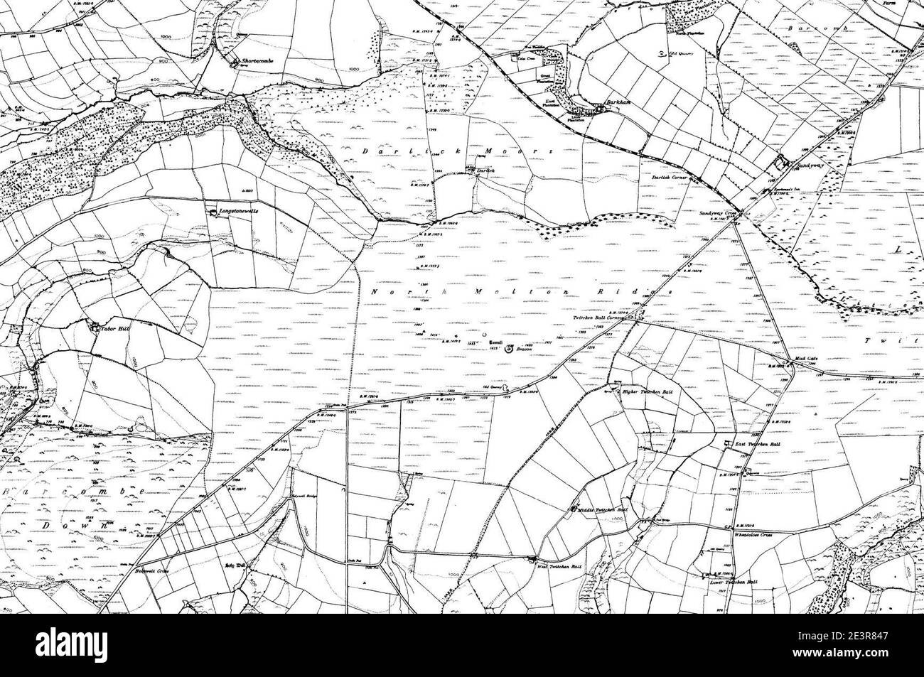 Map of Devon OS Map name 015-NE, Ordnance Survey, 1862-1898 Stock Photo ...