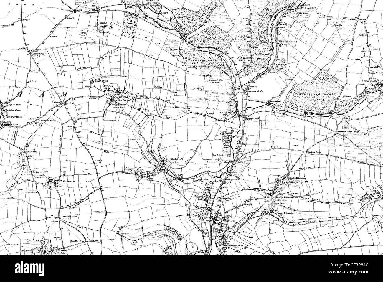 Map of Devon OS Map name 008-NE, Ordnance Survey, 1862-1898 Stock Photo ...