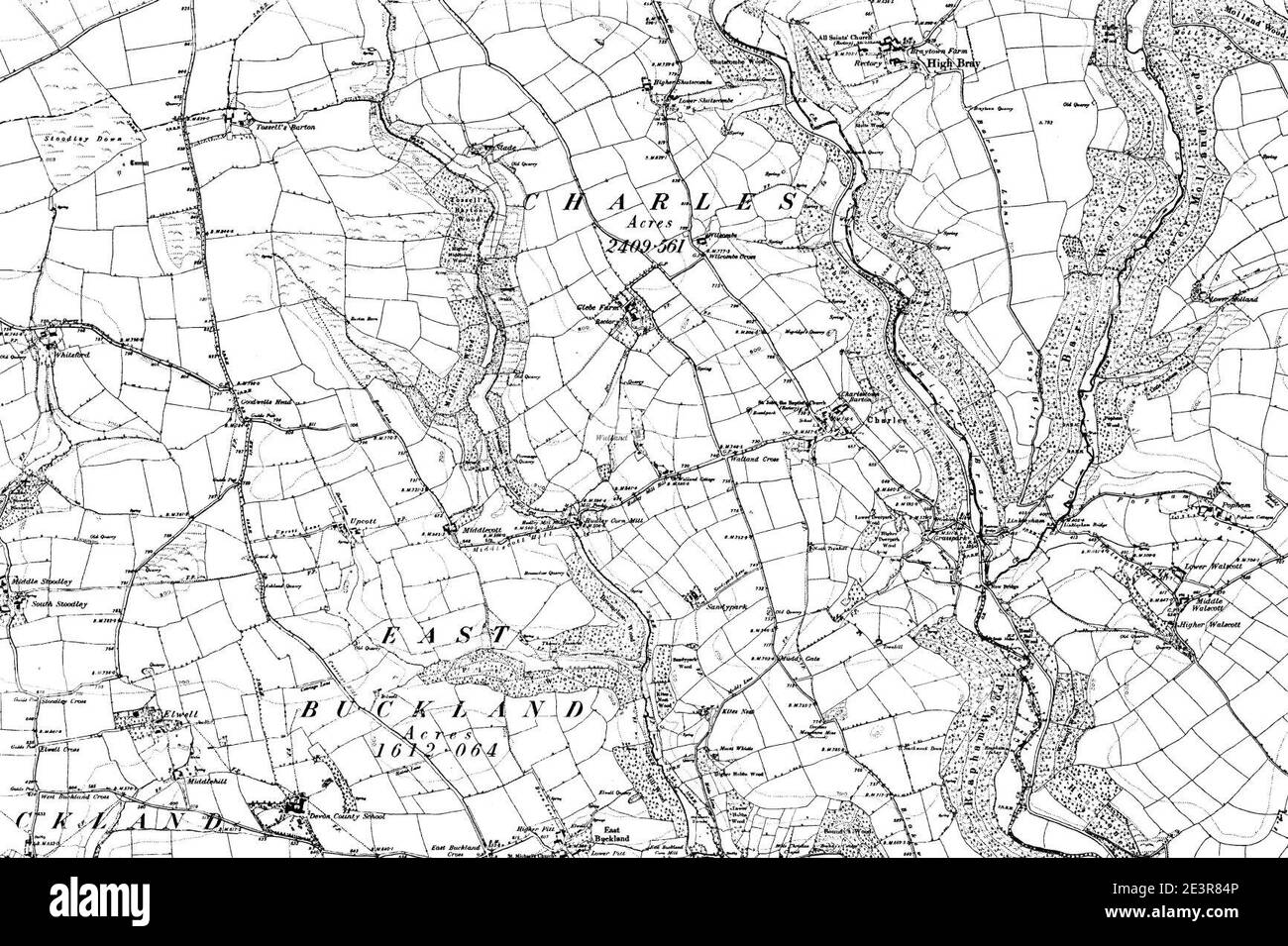 Map of Devon OS Map name 014-NE, Ordnance Survey, 1862-1898 Stock Photo ...