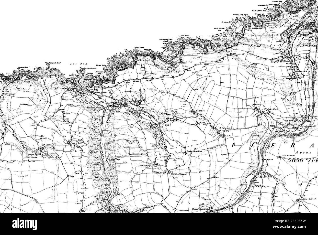 Map of Devon OS Map name 004-NE, Ordnance Survey, 1862-1898 Stock Photo ...