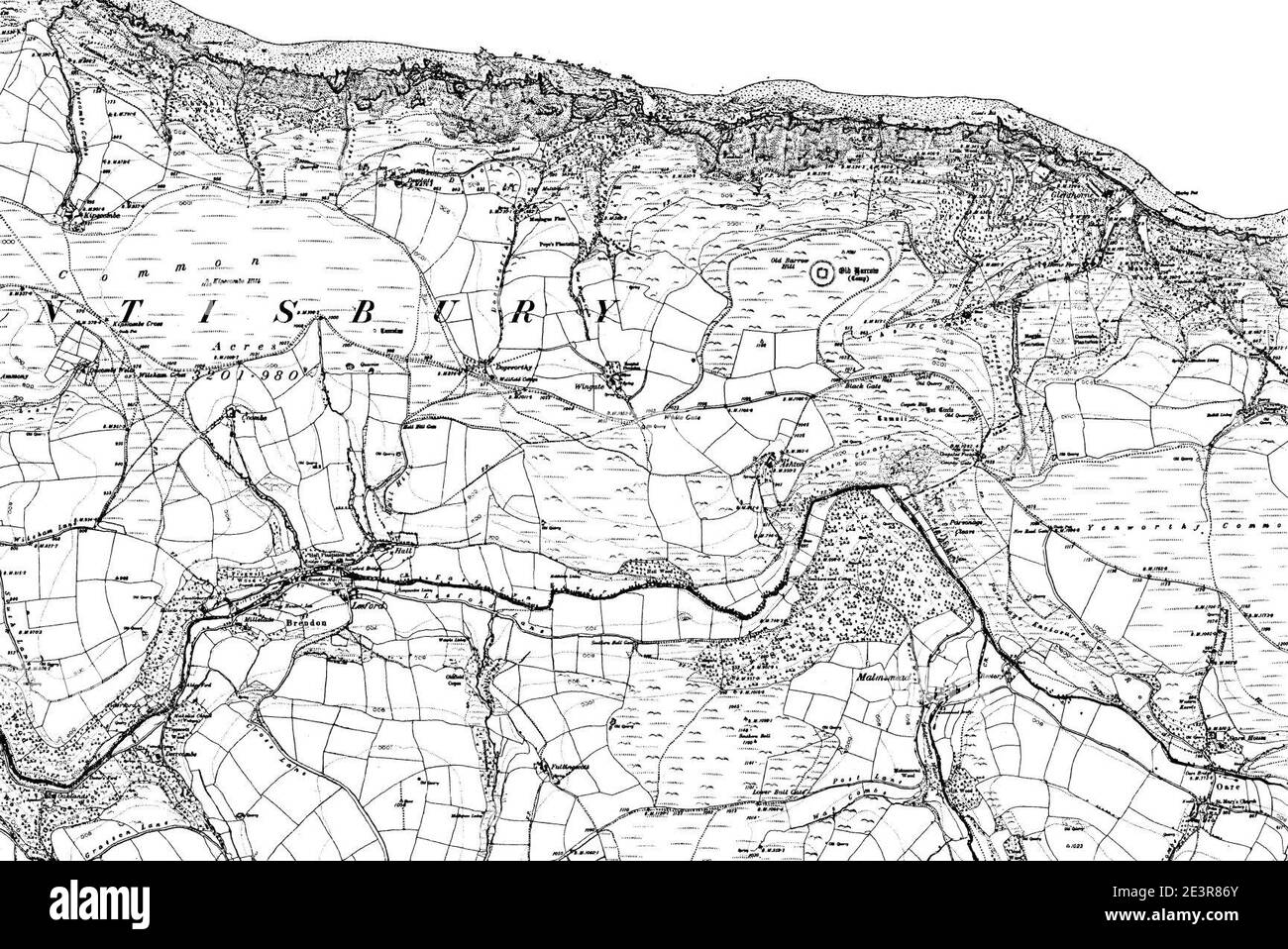 Map of Devon OS Map name 003-SE, Ordnance Survey, 1862-1898 Stock Photo ...