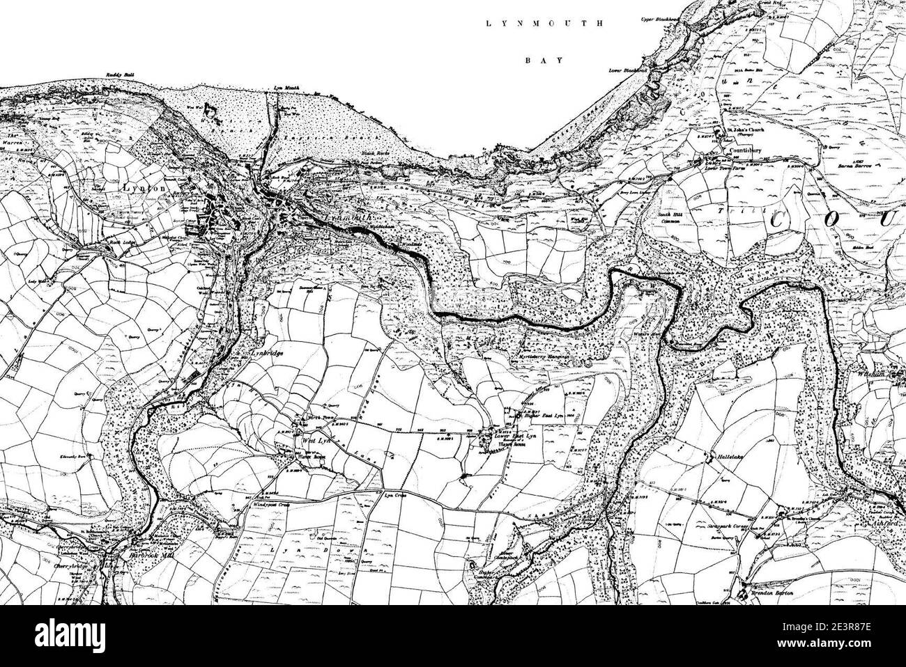 Map of Devon OS Map name 003-SW, Ordnance Survey, 1862-1898 Stock Photo ...