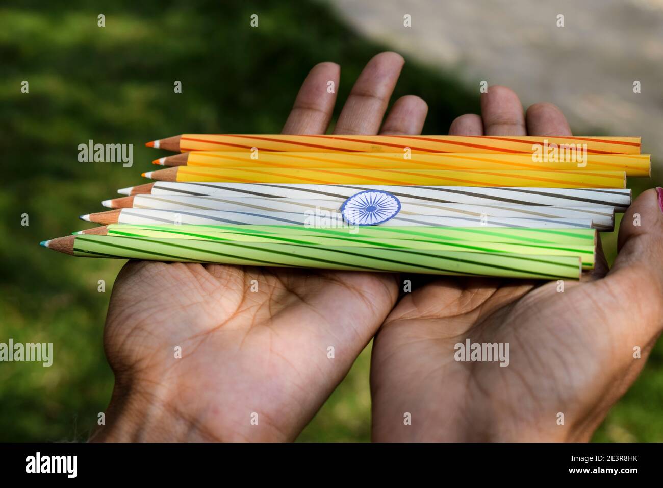 Indian flag tricolor tiranga saffron, white and green with Ashoka ...