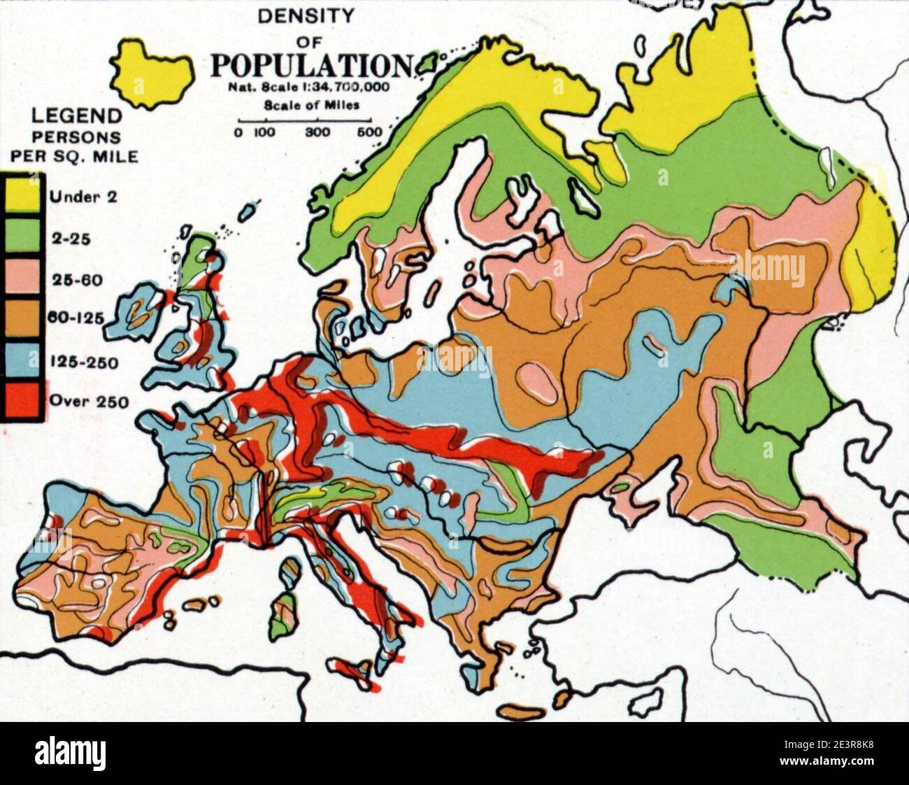 Map of Density of Population of Europe, 1923 Stock Photo - Alamy