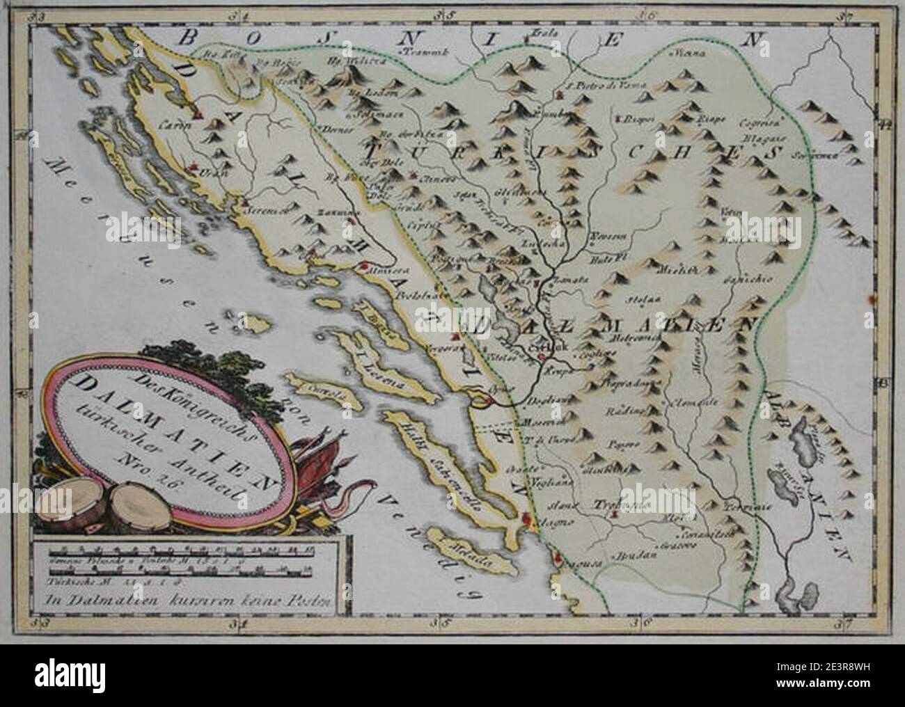 Map of Dalmatia in 1791 by Reilly 026 Stock Photo - Alamy
