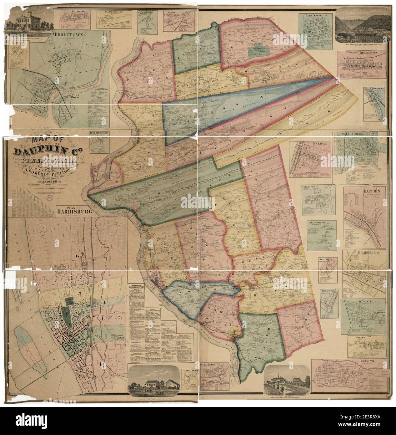 Map of Dauphin Co., Pennsylvania - from actual surveys Stock Photo - Alamy