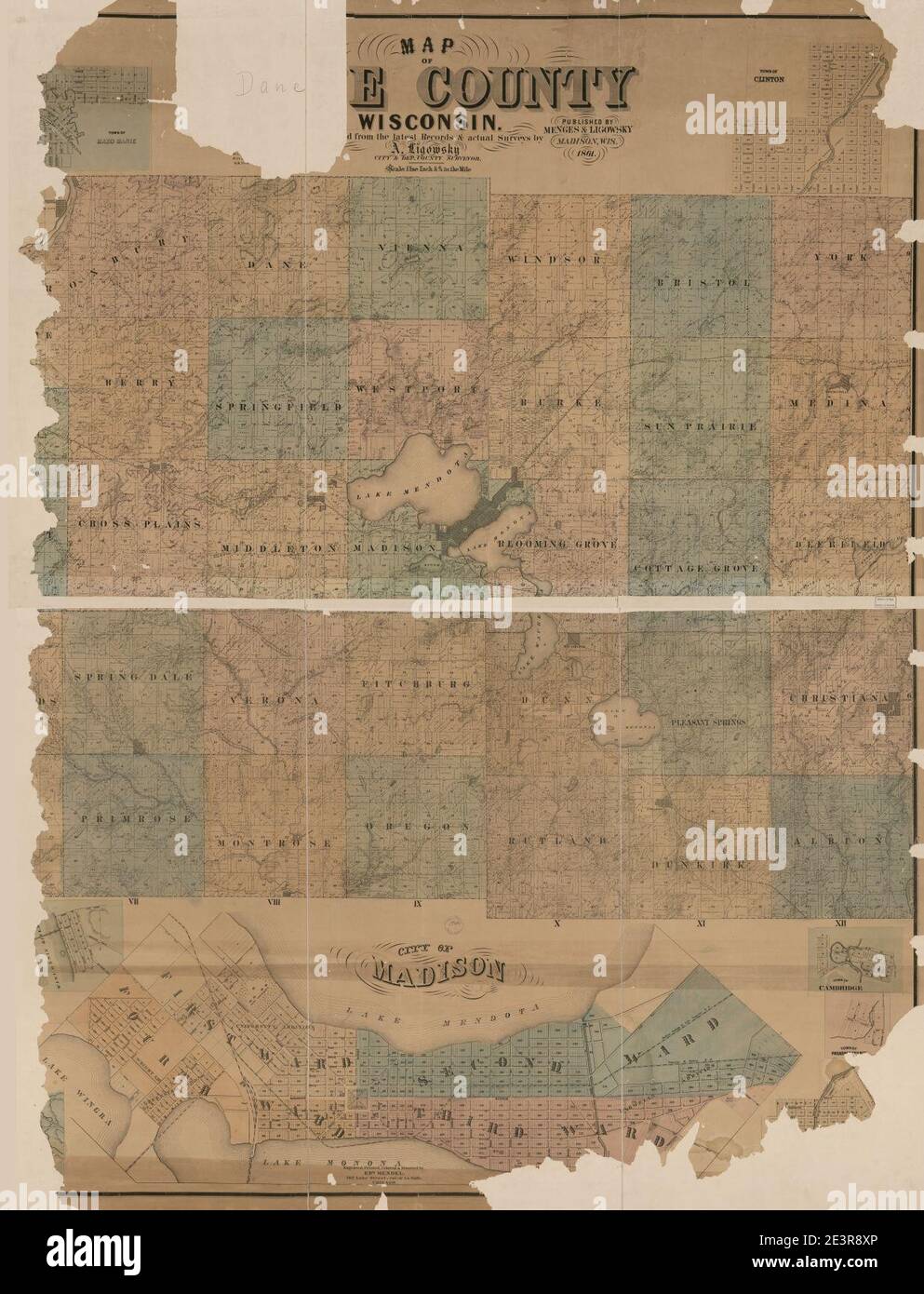 Map of Dane County, Wisconsin Stock Photo - Alamy