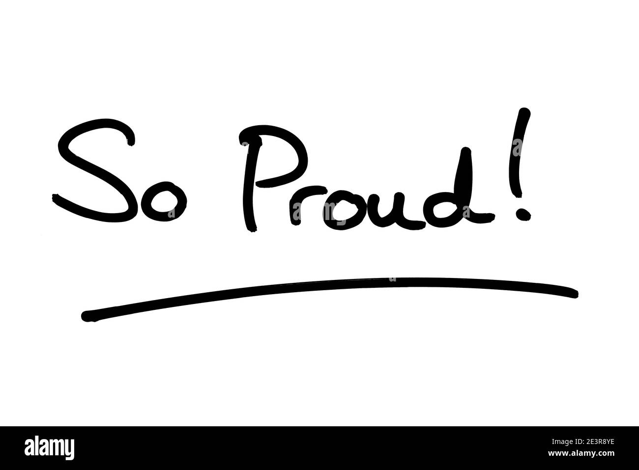 So Proud! handwritten on a white background Stock Photo - Alamy