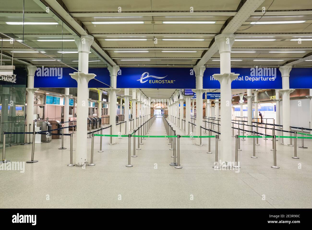 London, UK. 19 Jan 2021. Eurostar International Departures train ...