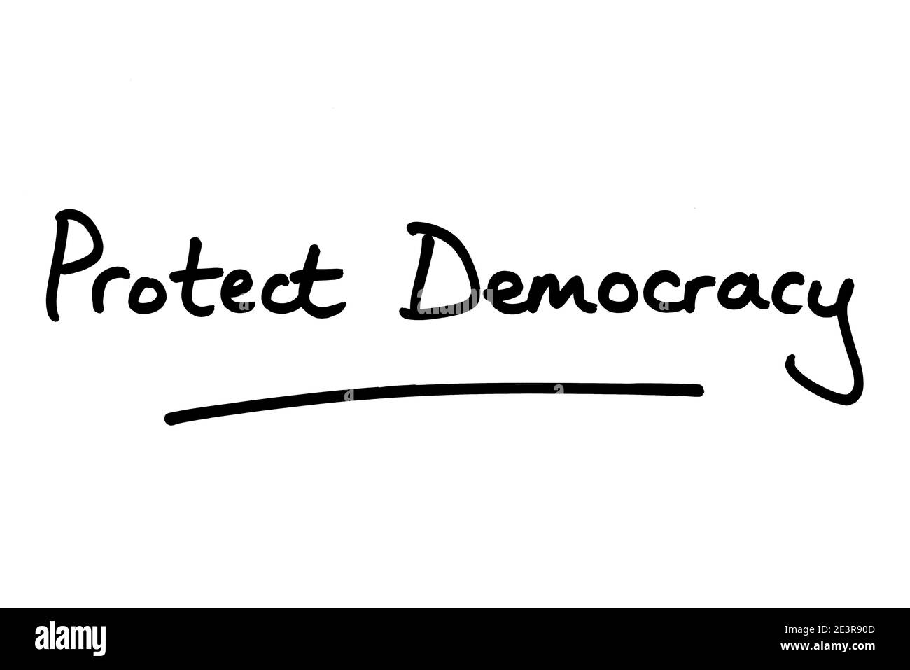 Protect Democracy handwritten on a white background Stock Photo - Alamy