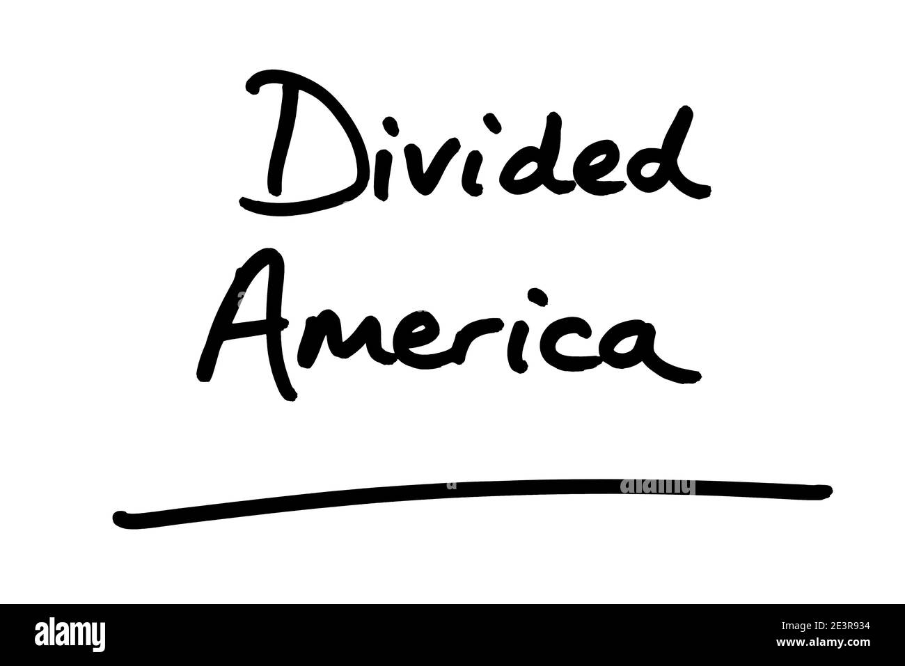 Divided America, handwritten on a white background Stock Photo - Alamy
