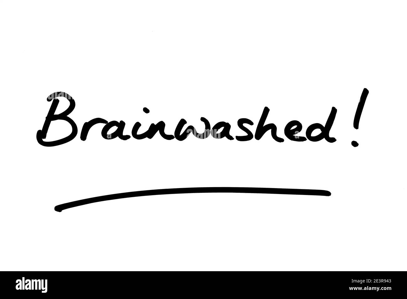 Brainwashed! handwritten on a white background Stock Photo - Alamy