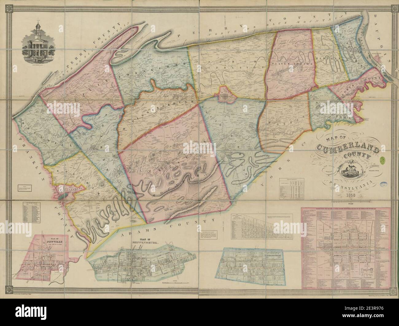 Map of Cumberland County, Pennsylvania - from actual surveys Stock ...
