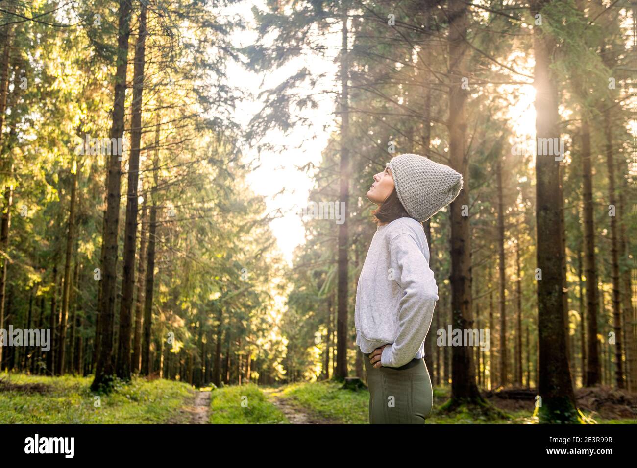 Woman deep breathing exercise hi-res stock photography and images - Alamy