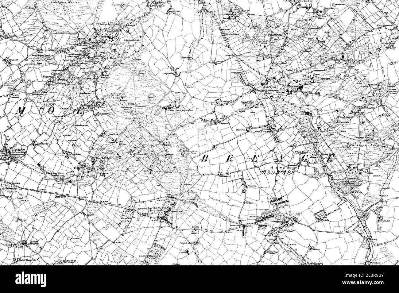 Map of Cornwall OS Map name 075-NE, Ordnance Survey, 1868-1896 Stock ...