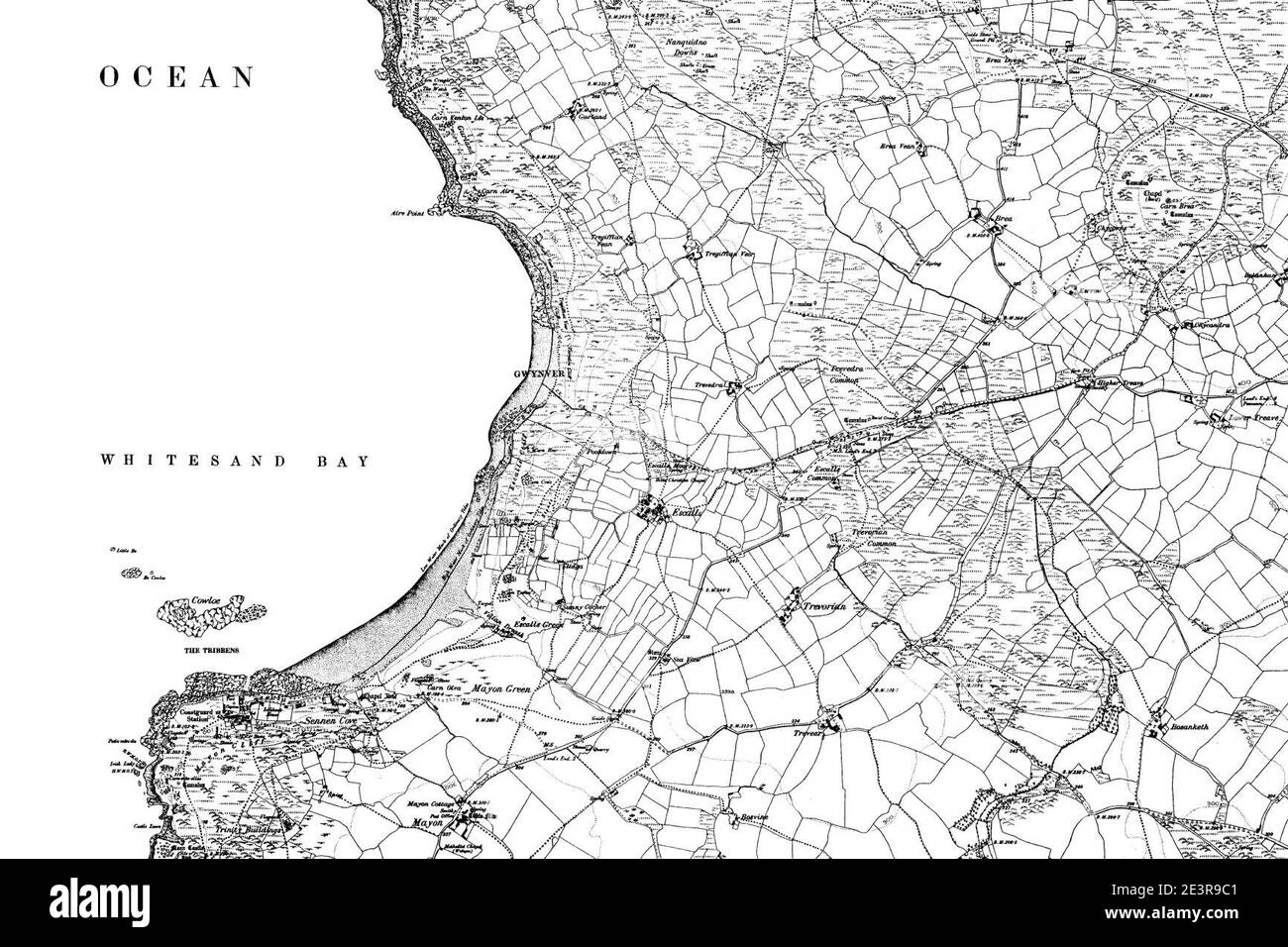 Map of Cornwall OS Map name 073-SW, Ordnance Survey, 1868-1896 Stock ...