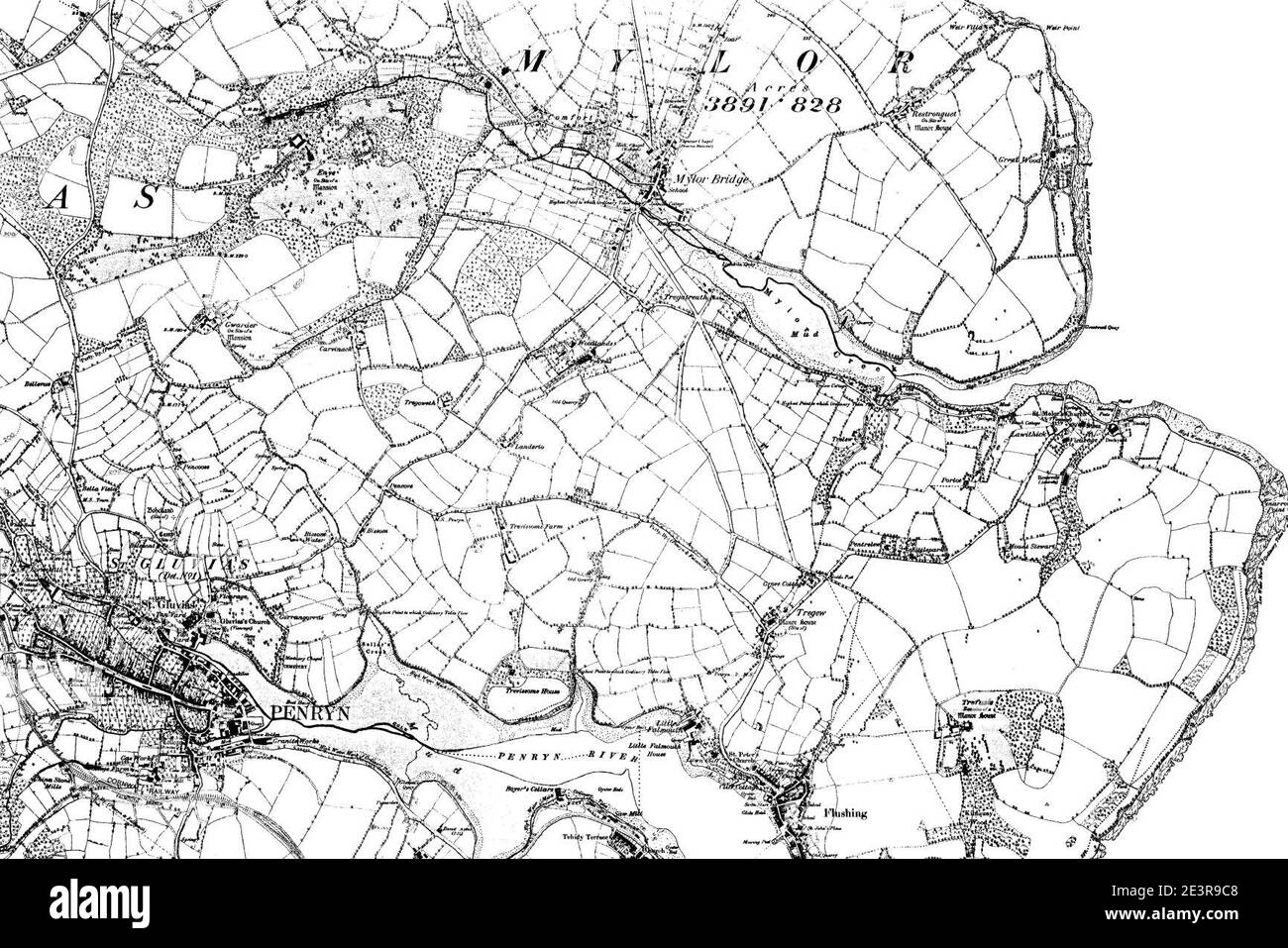Map of Cornwall OS Map name 071-NE, Ordnance Survey, 1868-1896 Stock ...