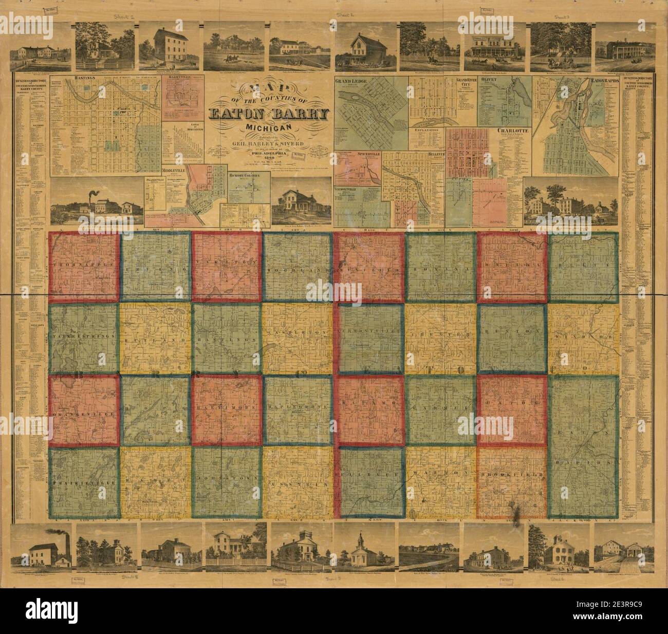 Map of counties of Eaton and Barry, Michigan Stock Photo - Alamy