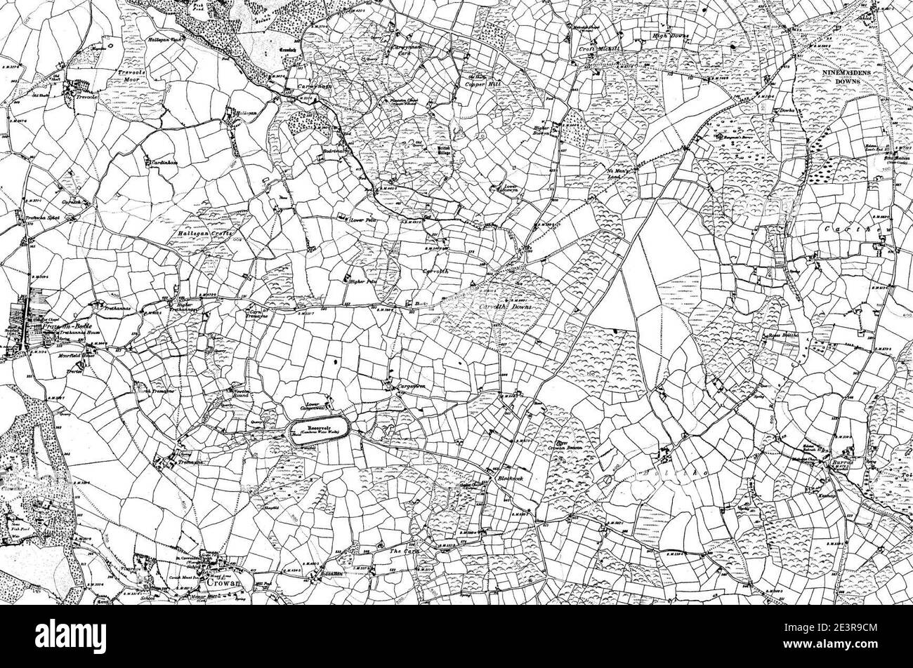 Map of Cornwall OS Map name 070-NW, Ordnance Survey, 1868-1896 Stock ...