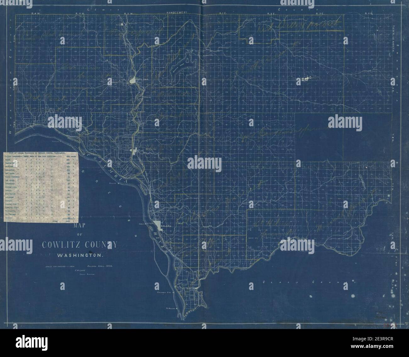 Map of Cowlitz County, Washington Stock Photo - Alamy