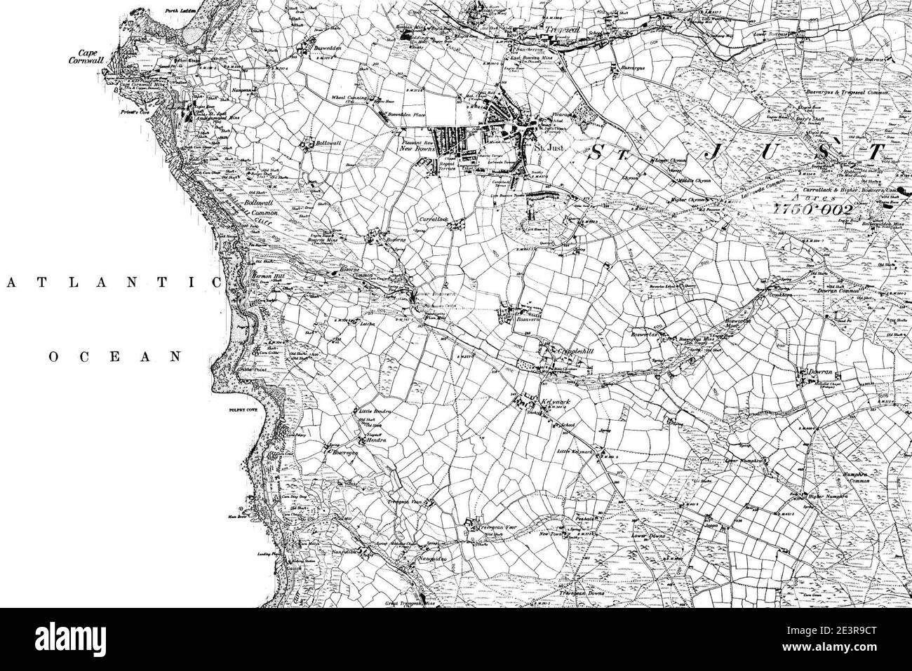 Map of Cornwall OS Map name 073-NW, Ordnance Survey, 1868-1896 Stock ...