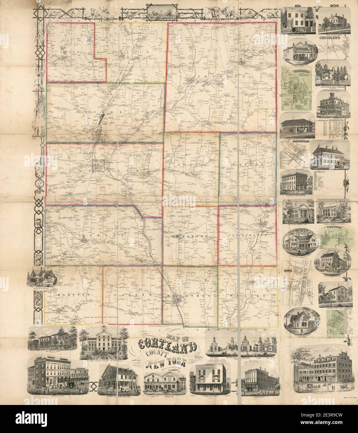Map of Cortland County, New York - from actual surveys Stock Photo - Alamy
