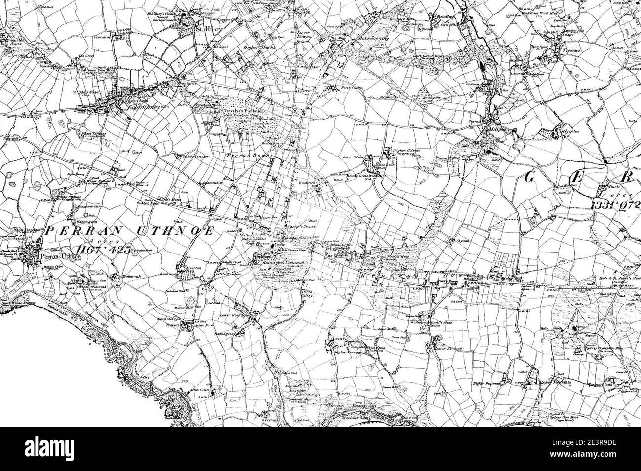 Map of Cornwall OS Map name 075-NW, Ordnance Survey, 1868-1896 Stock ...