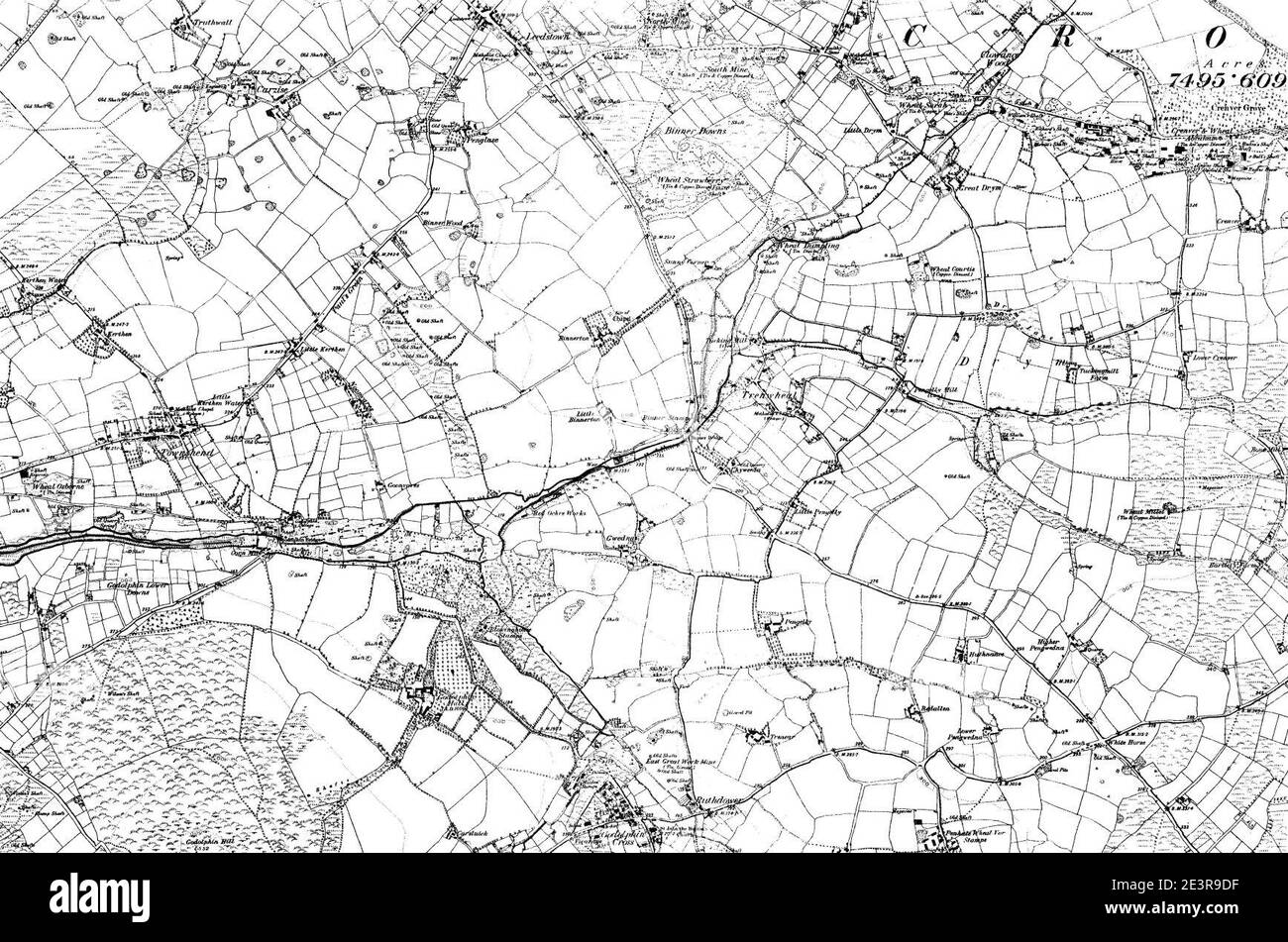 Map of Cornwall OS Map name 069-SE, Ordnance Survey, 1868-1896 Stock ...
