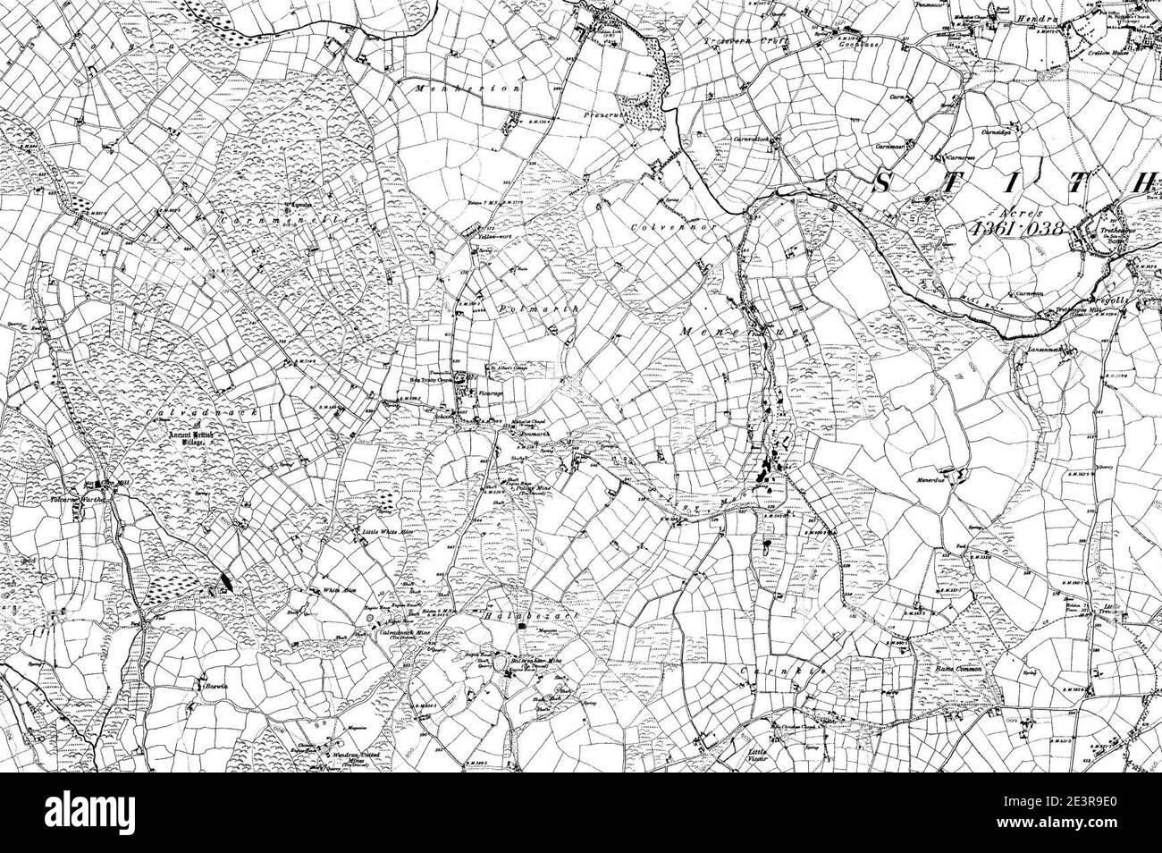 Map of Cornwall OS Map name 070-NE, Ordnance Survey, 1868-1896 Stock ...