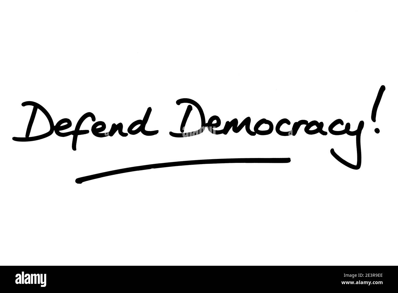 Defend Democracy! handwritten on a white background Stock Photo - Alamy
