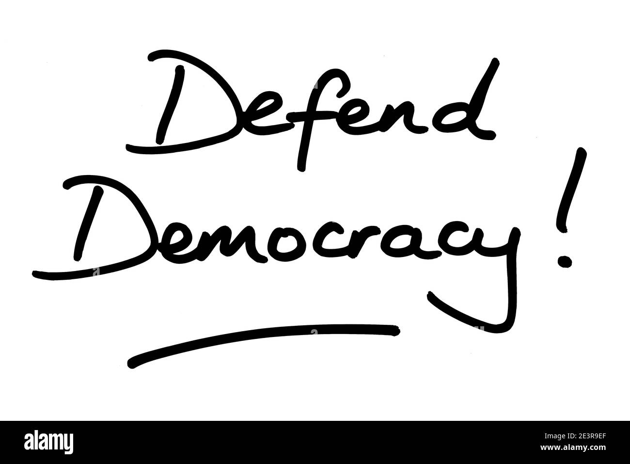 Defend Democracy! handwritten on a white background Stock Photo - Alamy