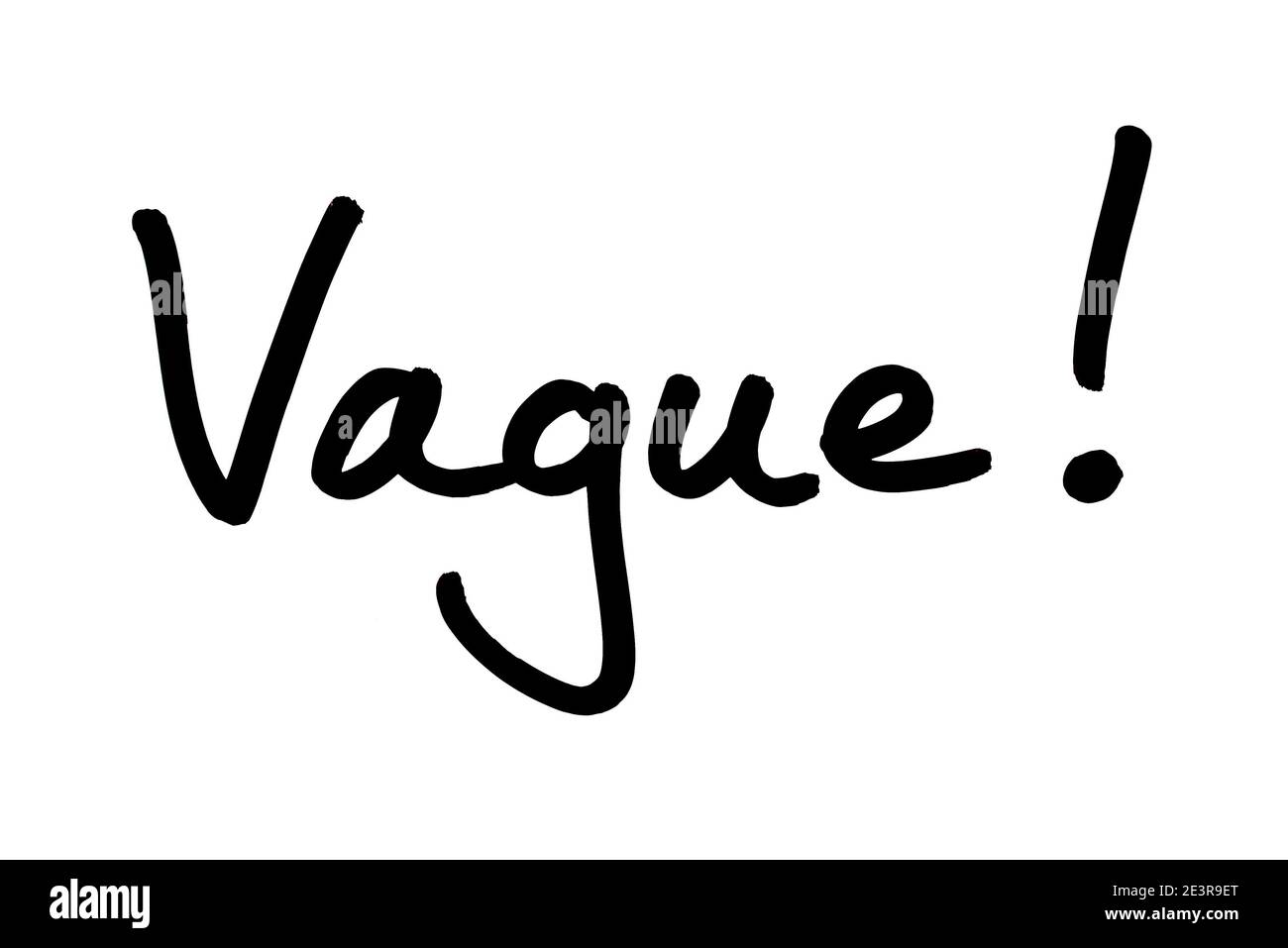 The word Vague! handwritten on a white background Stock Photo - Alamy