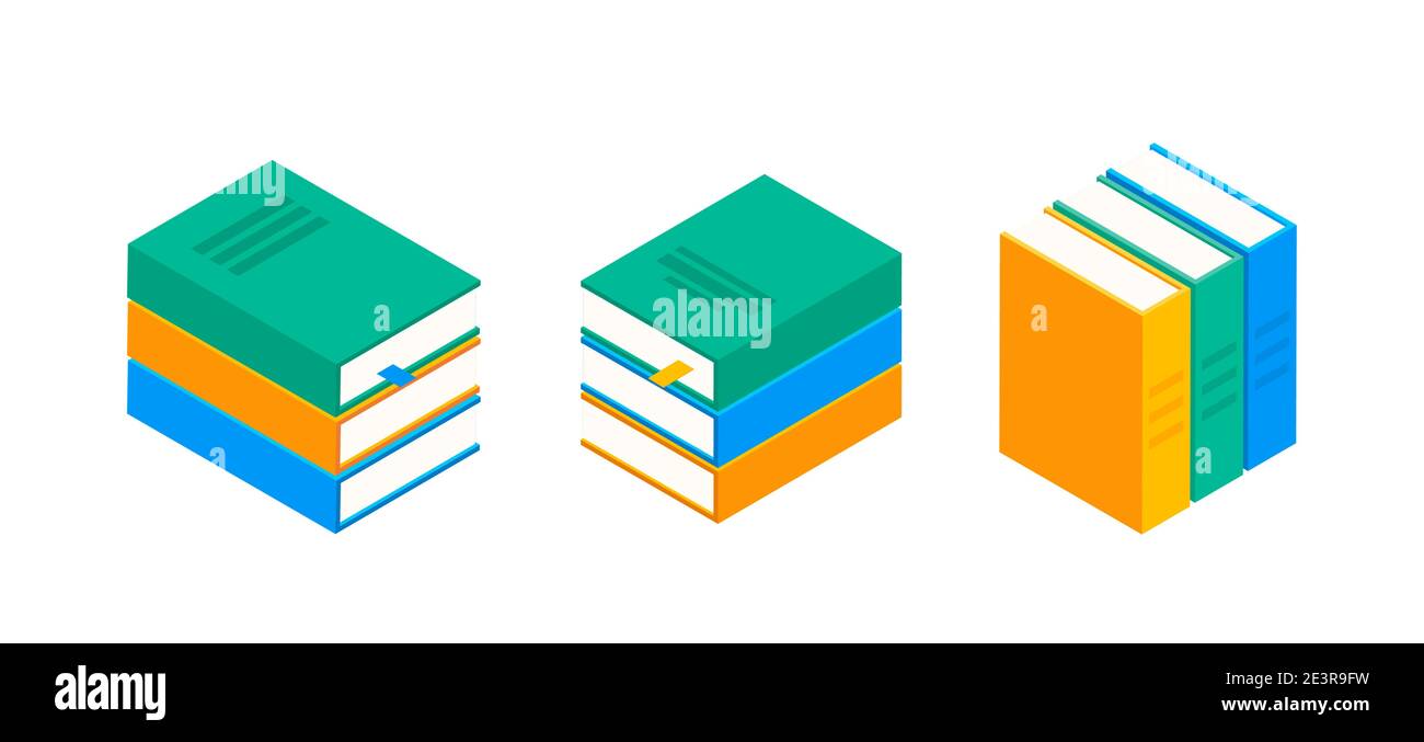 Book vector isometric stack school illustration icon. Children books ...