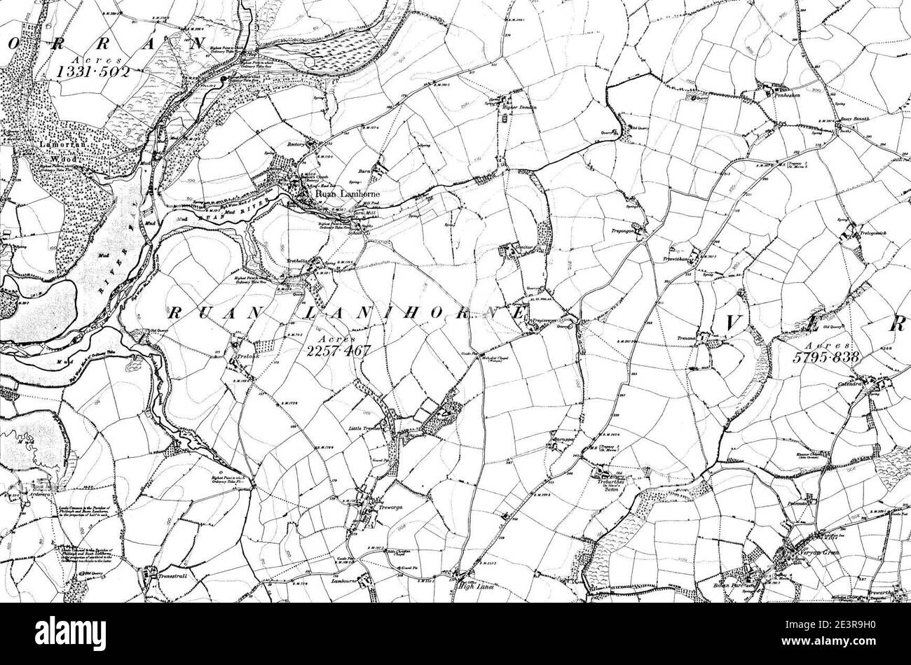Map of Cornwall OS Map name 065-NE, Ordnance Survey, 1868-1896 Stock ...