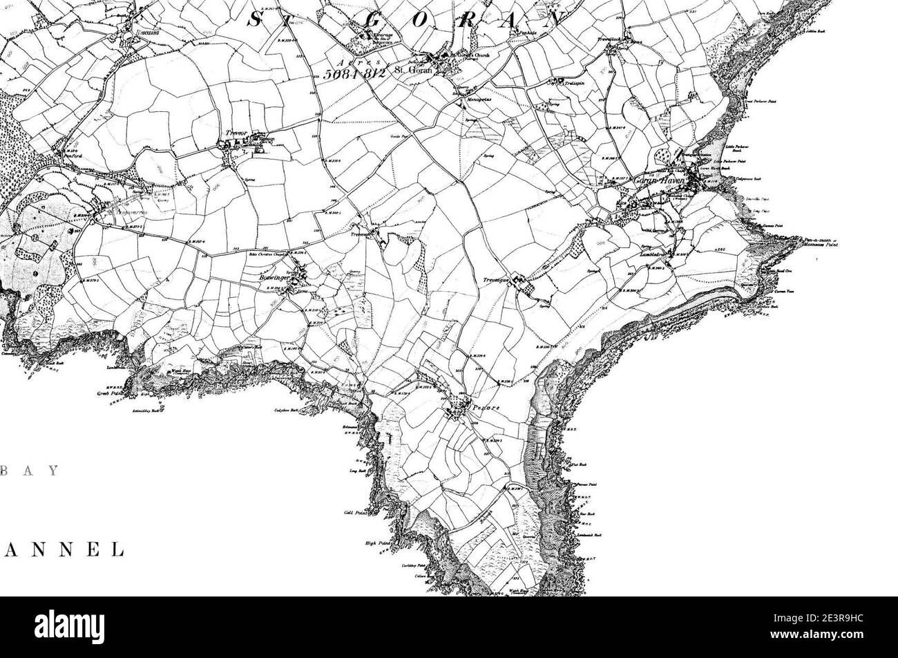 Map of Cornwall OS Map name 066-NE, Ordnance Survey, 1868-1896 Stock ...