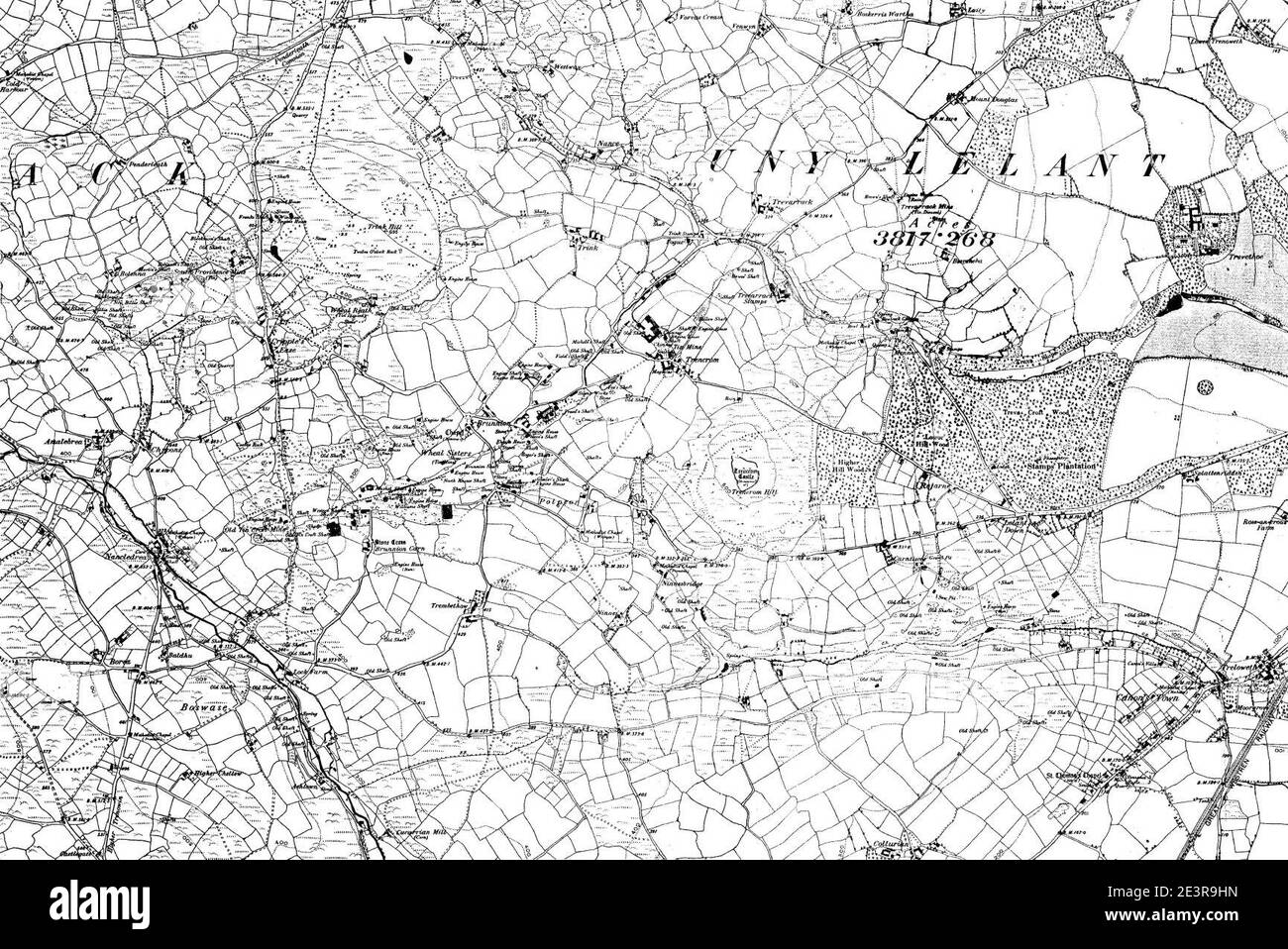 Map of Cornwall OS Map name 068-NE, Ordnance Survey, 1868-1896 Stock ...