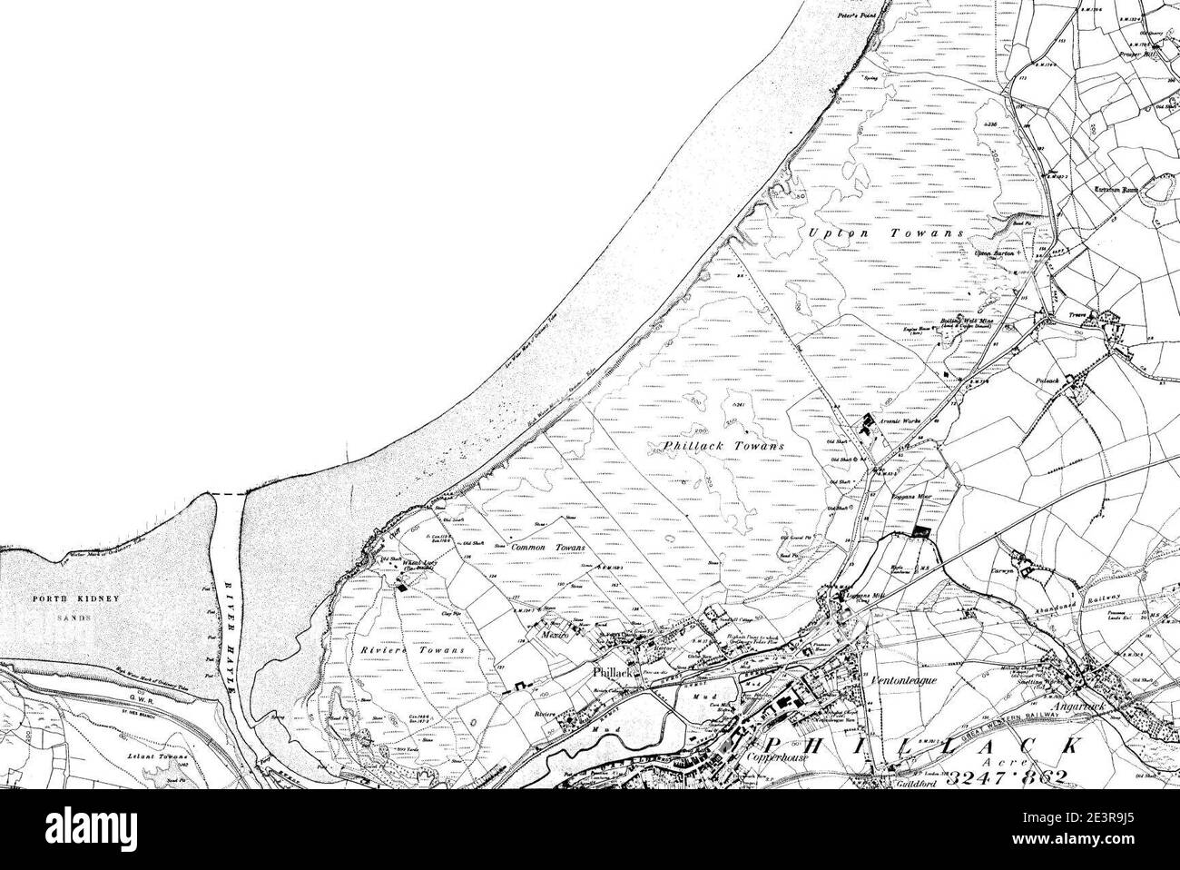Map of Cornwall OS Map name 062-SW, Ordnance Survey, 1868-1896 Stock ...
