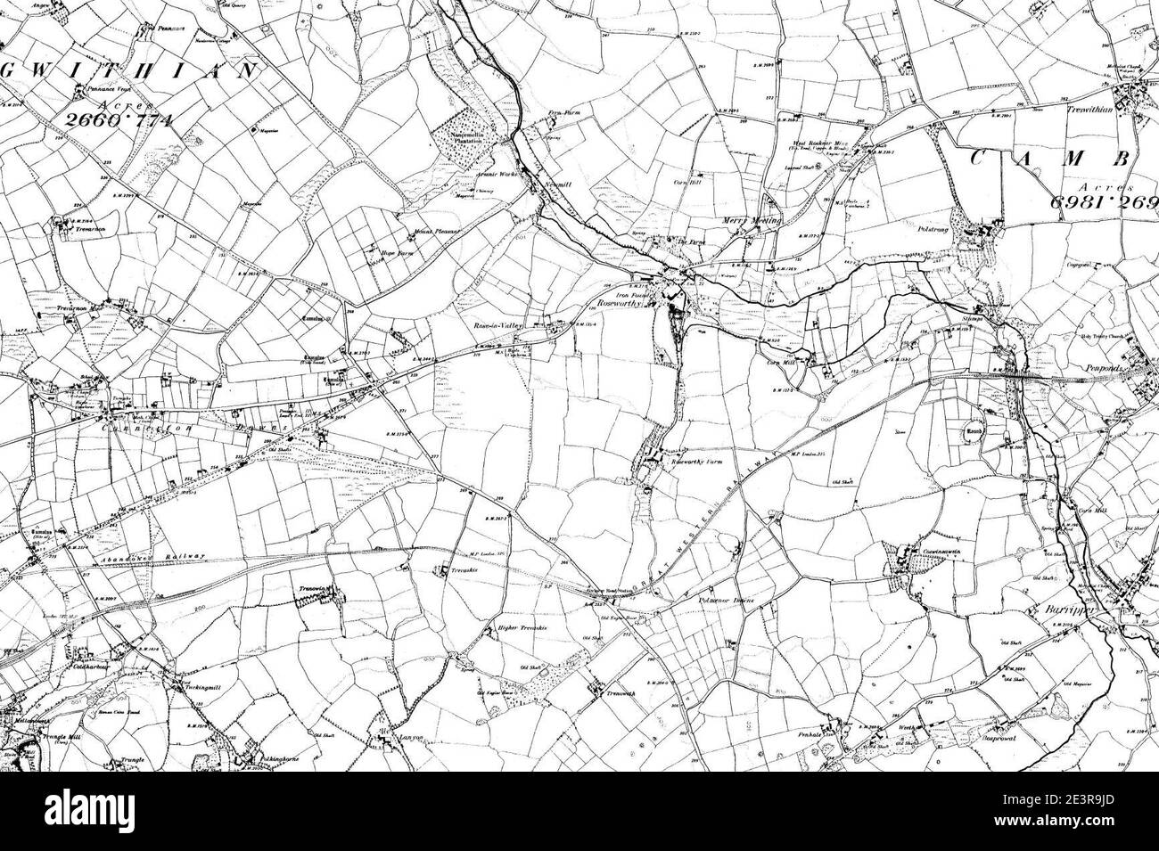 Map of Cornwall OS Map name 062-SE, Ordnance Survey, 1868-1896 Stock ...