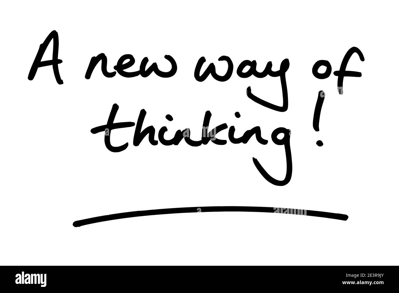 A new way of thinking! handwritten on a white background Stock Photo ...