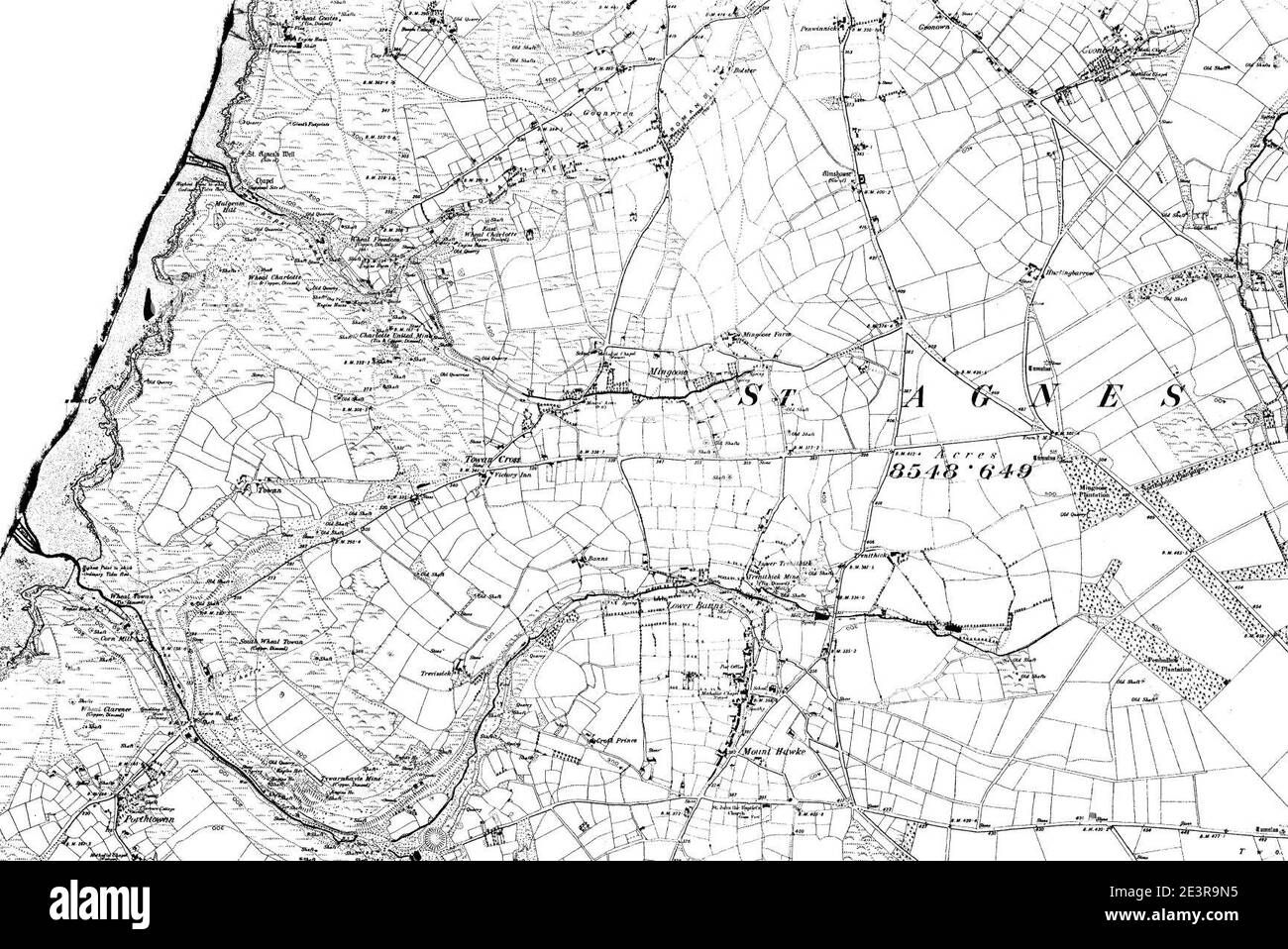Map of Cornwall OS Map name 056-NE, Ordnance Survey, 1868-1896 Stock ...