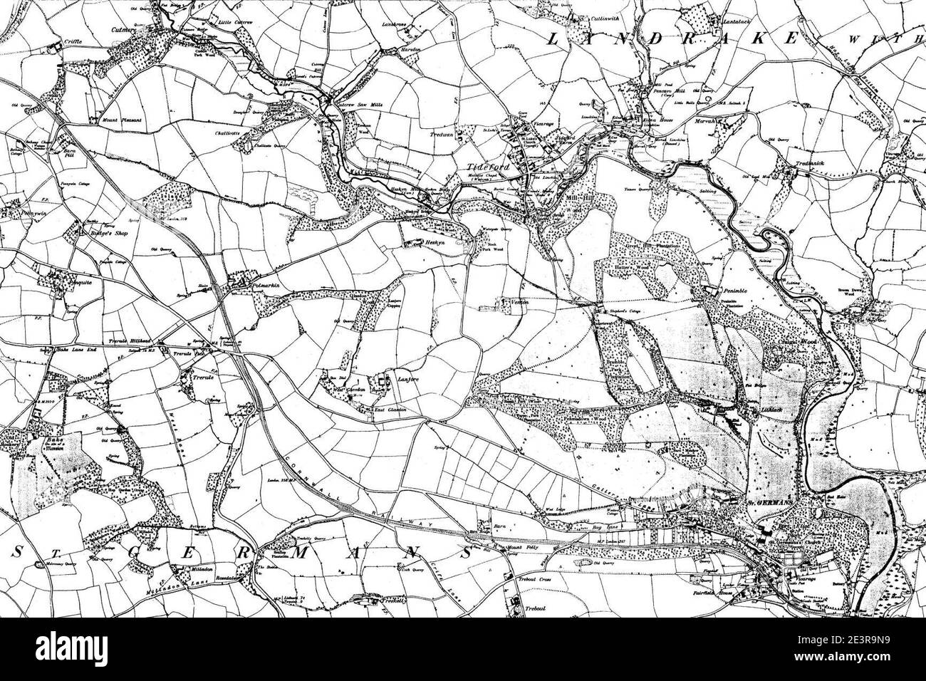 Map of Cornwall OS Map name 045-NW, Ordnance Survey, 1868-1896 Stock ...
