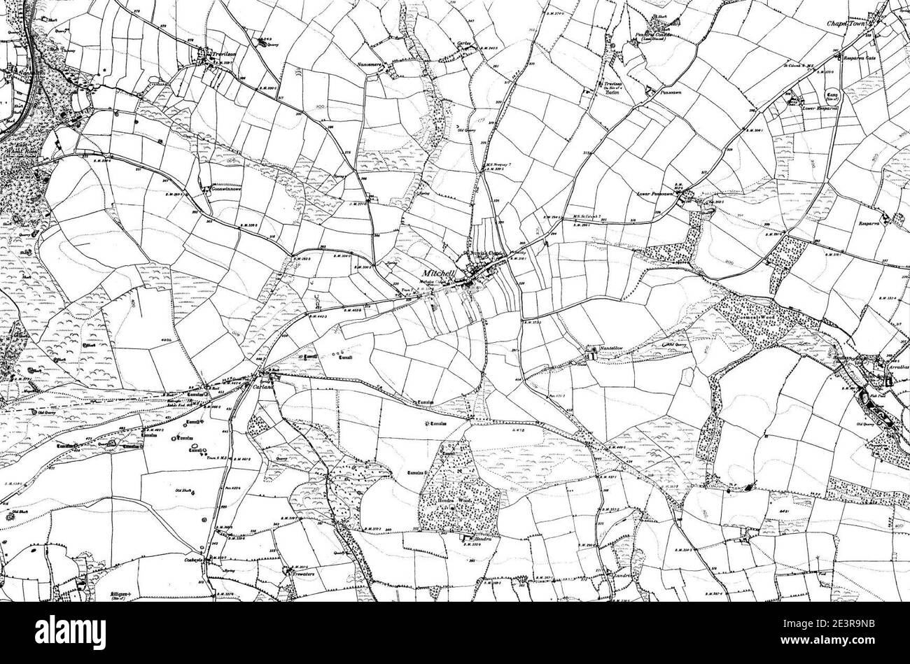Map of Cornwall OS Map name 049-NW, Ordnance Survey, 1868-1896 Stock ...