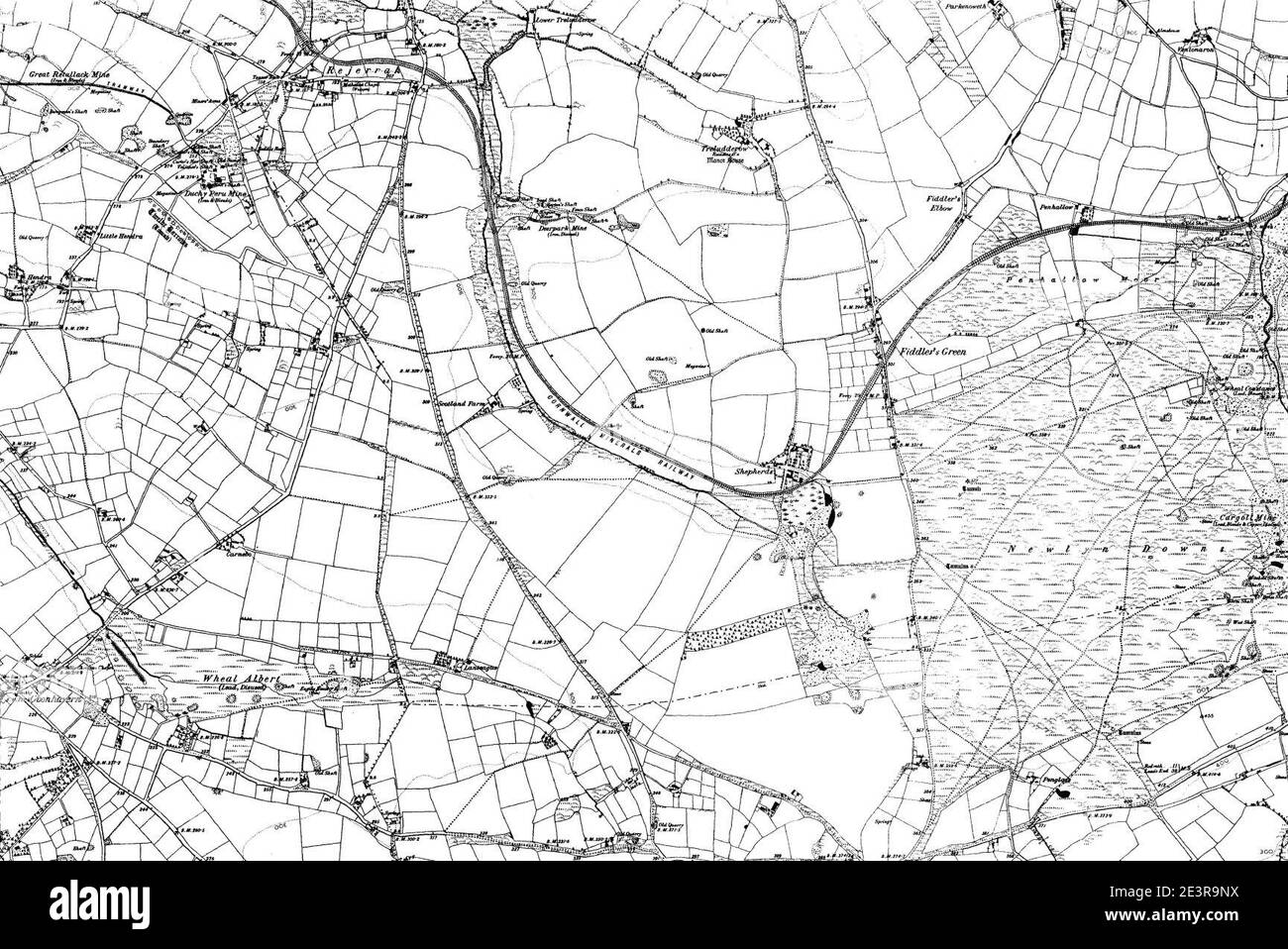 Map of Cornwall OS Map name 048-NE, Ordnance Survey, 1868-1896 Stock ...