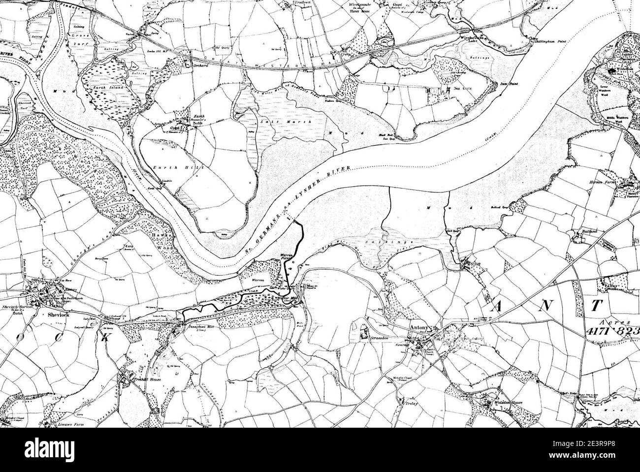 Map of Cornwall OS Map name 045-SE, Ordnance Survey, 1868-1896 Stock ...