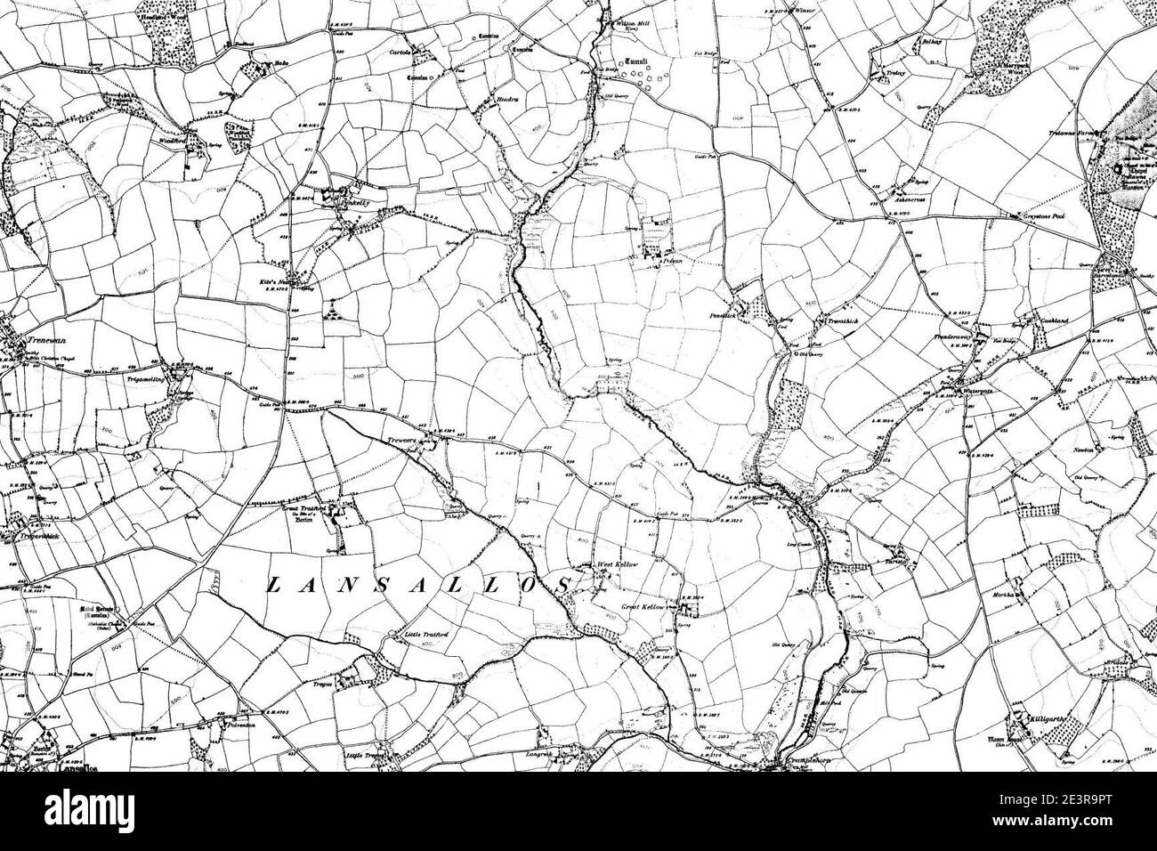 Map of Cornwall OS Map name 052-NE, Ordnance Survey, 1868-1896 Stock ...