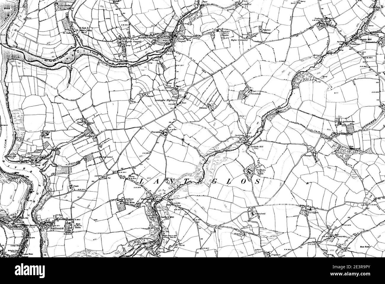 Map of Cornwall OS Map name 052-NW, Ordnance Survey, 1868-1896 Stock ...