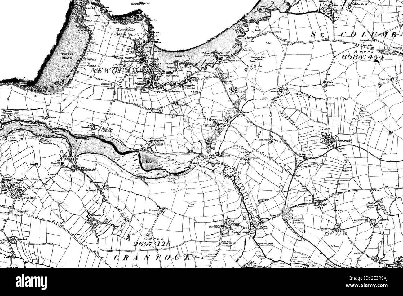 Map of Cornwall OS Map name 039-NE, Ordnance Survey, 1868-1896 Stock ...