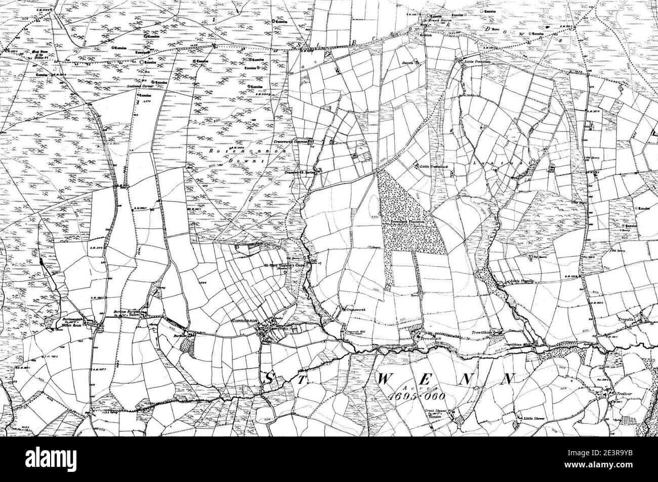 Map of Cornwall OS Map name 033-NW, Ordnance Survey, 1868-1896 Stock ...